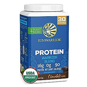 Vegan Organic Protein Powder Plant-based | BCAA Amino Acids Hemp Seed Soy Free Dairy Free Gluten Free Synthetic Free NON-GMO | Chocolate 30 Servings | Warrior Blend by Sunwarrior.