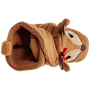 Hudson Baby unisex child Baby Cozy Fleece Booties With Non Skid Bottom, Girl Reindeer Casual Sock, Girl Reindeer, 18-24 Months Toddler US