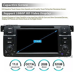 SWTNVIN Car Stereo Radio Compatible with BMW 3 Series 1999 2000 2001 2002 2003 2004(E46) Rover75 MG ZT Android 11 Octa-Core 2G RAM 32G ROM 7 Inch HD Support BT5.0 Wifi GPS TPMS Steering Wheel DVD Play