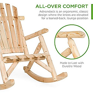 Best Choice Products Wooden Rocking Chair Outdoor Wood Rocker Adirondack Lounger Accent Furniture for Yard, Patio, Garden w/Natural Finish