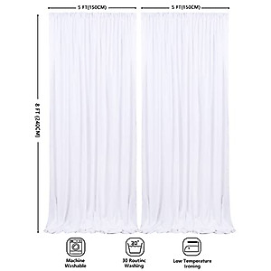 White Backdrop Curtain Polyester Backdrop for Wedding Party Baby Shower Birthday Photography Ceremony 5ft x 8ft 2 Panels