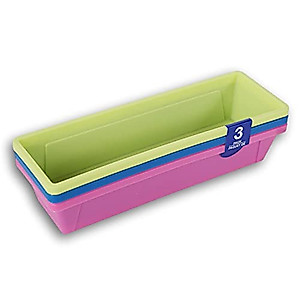 Pencil Trays Colorful Plastic Storage Baskets Mini Bins - Set of 3 - Colors Vary