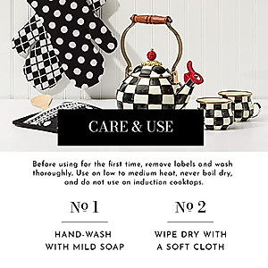 MacKenzie-Childs Courtly Check Enamel Whistling Tea Kettle, Decorative Teapot