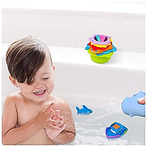INNOCHEER Baby Bath Toys for Water Table, Toddler Water Toys with Bath Toys Stacking Cups, Quick Dry Organizer Net, 13 Pcs Early Educational Toy for Bathtub Game, Beach and Pool Party