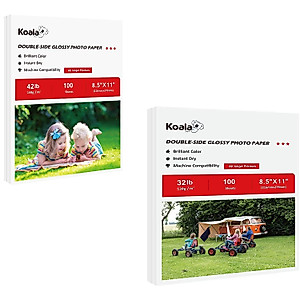 Koala Brochure Paper Double Side Glossy for Printing Photo 8.5X11 Inches Compatible with Inkjet Printer Total 200 Sheets