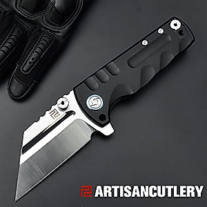 ARTISANCUTLERY Tactical Knife Proponent Folding Knife S35VN Steel Blade with Aviation Grade Titanium Alloy Handle Fixed Blade EDC Knife for Hunting,Camping and Outdoor 1820G Black