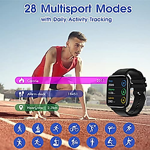 Smart Watch (Answer/Make Calls), 1.9" Smartwatch Fitness Tracker for Android iOS Phones with Blood Pressure Heart Rate Tracking, 25 Sport Modes SpO2 Sleep Monitor Step Counter for Women Men , Black