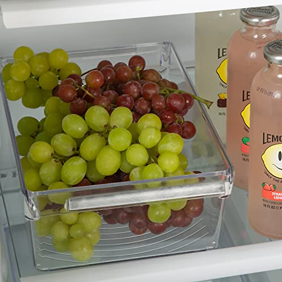 Kitchen Details 2 PK Stainless Lip Fridge & Freezer Organizer, Kitchen, Countertops, Cabinets, Pantry, Large 2 Pack Refrigerator Storage Bins, Super Clear