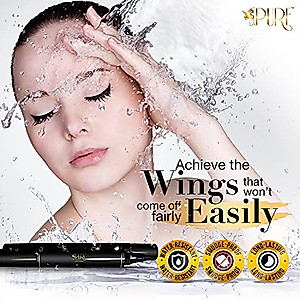 LA PURE Waterproof Liquid Eyeliner Stamp Winged Eyeliner Tool 2x Cat Eye Winged Eyeliner Stamp & Fine Tipped Pen Eyeliner Stencil Smudge Proof Black Eye Liner Tiktok Trend Items Wing Stamp Black 10mm