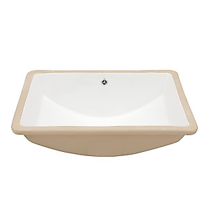 Mocoloo Undermount Bathroom Sink 21 x 15 Inch Rectangle Porcelain White Ceramic Bathroom Sink 8 Inch Deep Basin with Overflow Small Lavatory Vanity Top Under Mounted the Counter