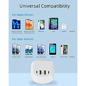 USB C Charging Station,2 USB-C(20W) Ports & 2 QC3.0 Ports USB Charging Hub Charger for iPhone 14 Series/13/13 Mini/13pro Max/12/12 Mini/12Pro/12 Pro Max/11/11 Pro iPad AirPod,Smart Phone,Multi Devices