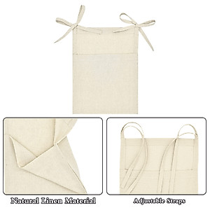 Baby Crib Cabin Bedside Storage Bag Bed Linen Hanging Pocket Baby Room Nursery Cot Caddy Bed Organizer for Clothing Diapers Drool Bibs Molar Toys (Beige)