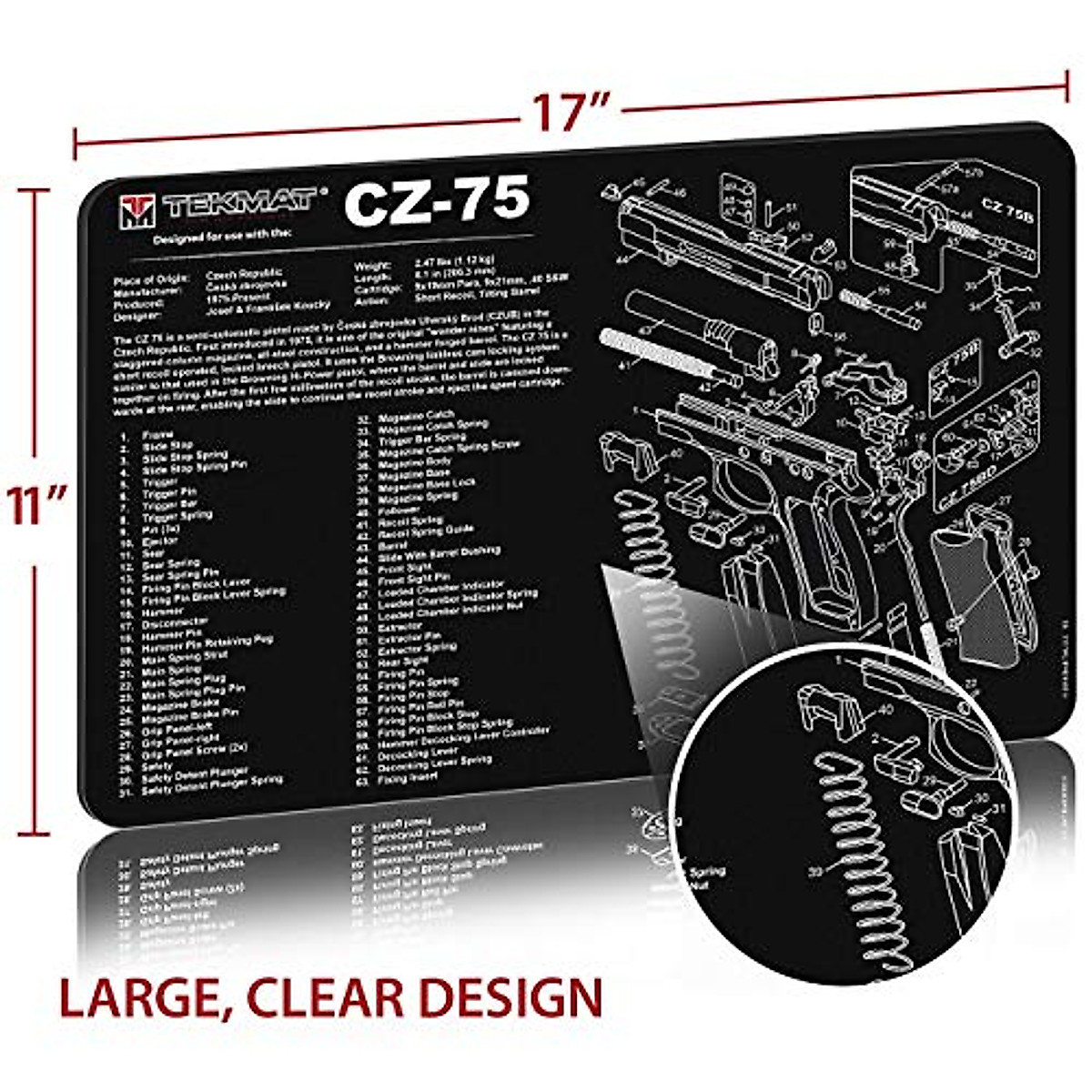 TekMat CZ-75 Gun Cleaning Mat, Black, one Size (TEK-R17-CZ75)