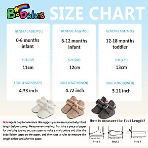 Babelvit Newborn Baby Boy Girl Soft Fleece Booties Stay On Infant Slippers Socks Shoe Non Skid Gripper Toddler First Walkers Winter Ankle Crib Shoes