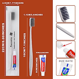 Xuezoioy Disposable Toothbrushes with Toothpaste,60Pack Apricot Individually Wrapped Disposable Travel Toothbrushes Kit in Bulk for Homeless,Nursing Home,Hotel,Charity