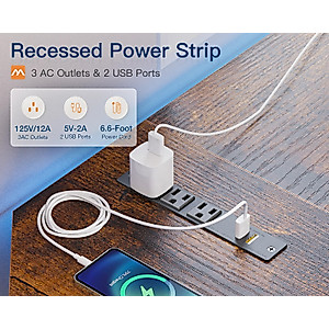 Coleshome 66" L Shaped Gaming Desk with Outlet, L Shaped Desk with CPU Stand, Corner Computer Desk, Home Office Desk, Writing Desk, Vintage