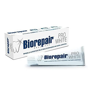Biorepair: "Pro White" Whitening Toothpaste with microRepair - 2.5 Fluid Ounce (75ml) Tubes (Pack of 2) [ Italian Import ]