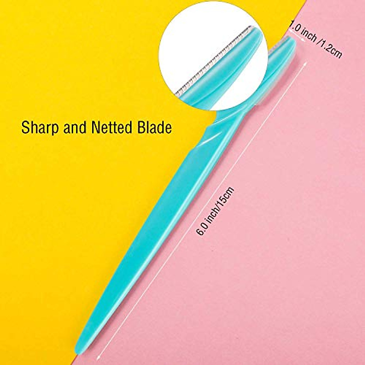 Boao 60 Pieces Eyebrow Razor Eyebrow Razors Shaver Microblades for Women Face Hair Dermaplaning Tool Shaper Trimmer with Precision Cover Skincare Party Favors (Pink, Blue, Yellow)