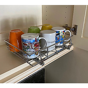 FILTREN Set of 2 Large Pull Out Organizer, Expanding Sliding Cabinet Drawer with Black Liners 30x20x4 in.