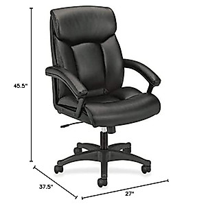 HON Leather Executive Chair - High-Back Computer Chair for Office Desk, Black (VL151)