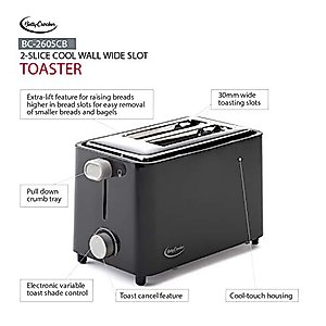 Betty Crocker 2-Slice Cool Wall Toaster, Black, BC-2605CB