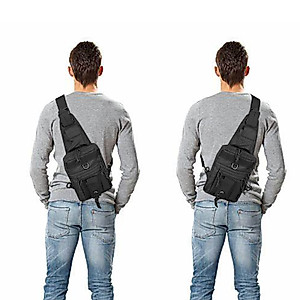 LarKoo Tactical Chest Sling Pistol Bag Concealed Carry Handgun Chest Crossbody Pack Holster Shoulder Bag for Right Left Hand Ambidextrous
