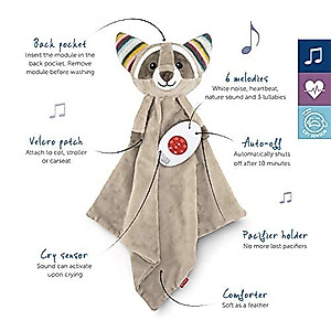 Security Baby Blanket - Plush Lovey Snuggler with Soothing Music & Sounds, Cry Sensor, Super Soft Sensory Blanket, Machine Washable, Baby Gift for Unisex Infants - Robin The Raccoon by Zazu Kids