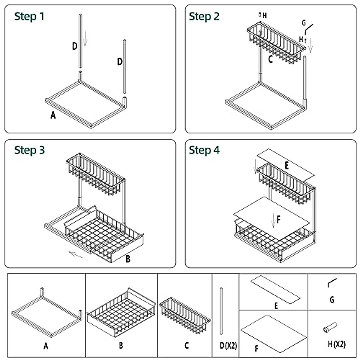 reepor Under Sink Organizer,2-Tier Pull Out Cabinet Organizer Under Kitchen Sink Organizer,Under Cabinet Storage Multi-Use for Bathroom Laundry Kitchen White