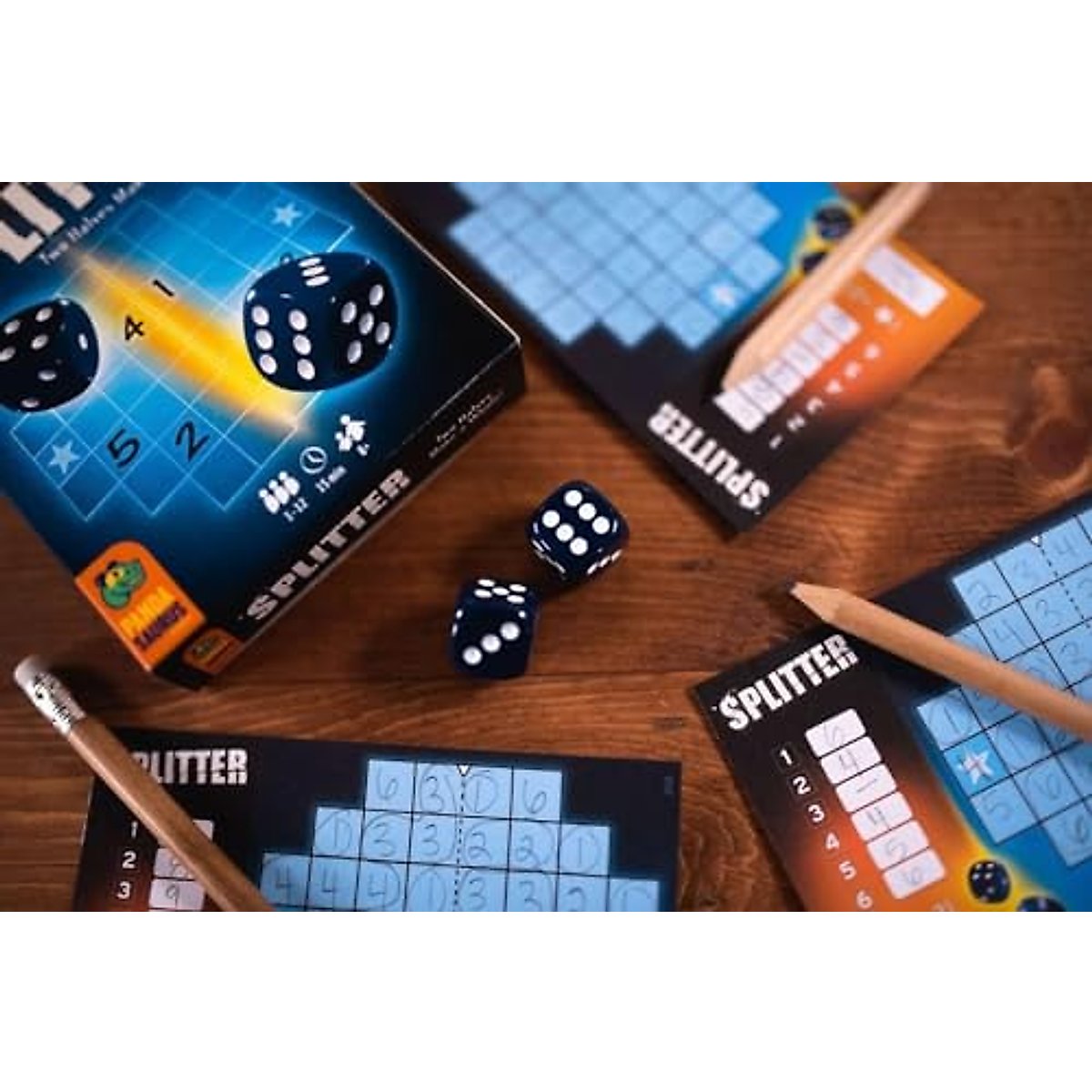 Splitter Dice Game - A Symmetrical Challenge of Numbers and Strategy, Roll-and-Write Puzzle Game, Family Game for Kids and Adults, Ages 8+, 1-12 Players, 15 Minute Playtime, Made by Pandasaurus Games