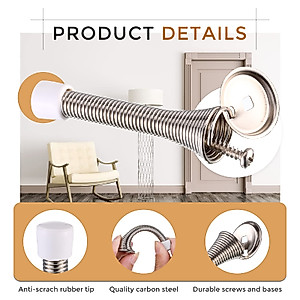 60 Pcs Spring Door Stopper with Rustproof Screw Rubber Bumper Tips, 3" Flexible Heavy Duty Spring Wall Door Stop Low Mounted Door Bumper for Home Spring Door Stoppers for Bottom of Door (Silver)