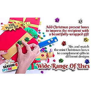 Small Christmas Bows for Gift Wrapping - 120 Pieces Gift Bows for Christmas Presents - Holiday Bows as Christmas Bows for Presents - Christmas Present Bows for Any Holiday Season