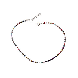 Handmade 925 Sterling Silver, Glass Beads Anklet for women, Length 9-10 inches, Adjustable Dainty Multi Color Beaded Bracelet, Beach Summer Jewelry, By MiYa Jewelry Creations