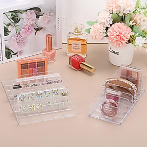 Tecbeauty 2pcs Makeup Palette Organizer Clear Cosmetic Eyeshadow Palettes Storage Tray - 15 Slots