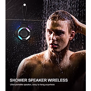 Waterproof Bluetooth Speaker IPX7, Shower Speaker with Multi-Color Light,Floating, Loud HD Stereo Sound, Robust Bass, Portable Speaker with 24H Playtime for Kayak Canoe Beach Trip, Gifts for Men,Women