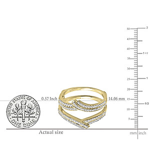 Dazzlingrock Collection 0.32 Carat (Cttw) Round White Diamond Enhancer Guard Anniversary Ring for Women in 14K Yellow Gold Size 7
