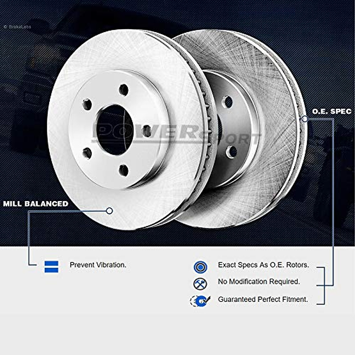 PowerSport Rear Brakes and Rotors Kit |Rear Brake Pads| Brake Rotors and Pads| Ceramic Brake Pads and Rotors |fits 2007-2010 Mini Cooper
