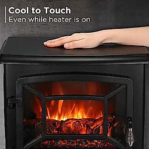 Electric Fireplace Heater Fake Wood Freestanding Fireplace Stove with Realistic Dancing Flame Effect CSA Certified Overheating Safety Protection fire Place Mantle Decor for Living Room 17" 1400W