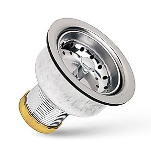 Highcraft 9753 Kitchen Sink (3-1/2 Inch) Stainless Steel Drain Assembly with Strainer Basket and Rubber Stopper Long Extended Shank (3-3/4 Inch)