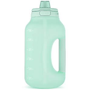 Ello Hydra Half Gallon Jug with Time Marker & Handle for All Day Hydration & Silicone Straw with Locking, Leak Proof Lid BPA Free, Yucca, 64oz