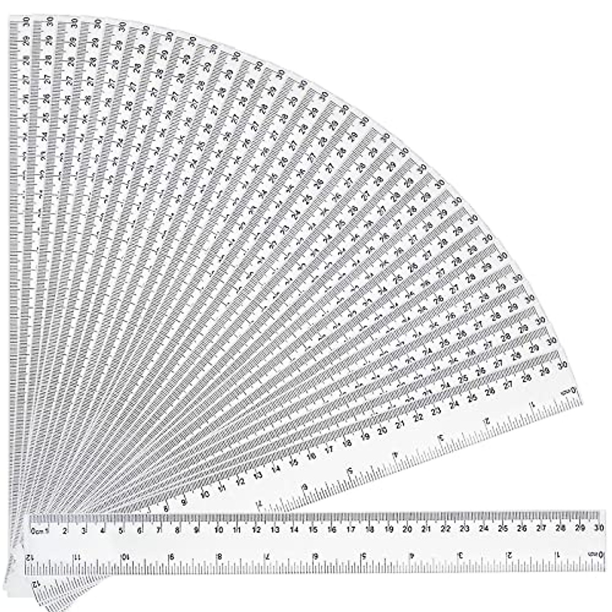 30 Packs Clear Plastic Ruler 12 Inch Straight Ruler with Centimeter and Millimeter, Metric Rulers Bulk for Kids Classroom School Office