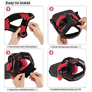 MASiKEN Professional Head Strap Pad for Oculus Quest 2 and Quest Headband Replacement Accessories, Comfortable PU Leather Head Cushion & Reduce Head Pressure (Red)
