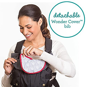 Infantino Swift Classic Carrier with Pocket - 2 Ways to Carry Black Carrier with Wonder Bib & Essentials Storage Front Pocket, Adjustable Back Strap, 1-Piece