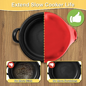 Sdpeia Slow Cooker Liners, 2 Pack Reusable Silicone Crock Pot Liners Fit 7-8 Quarts Crockpot, BPA Free/Leakproof/Slow Cooker Accessories Cooking Liner with Free Cleaning Sponge