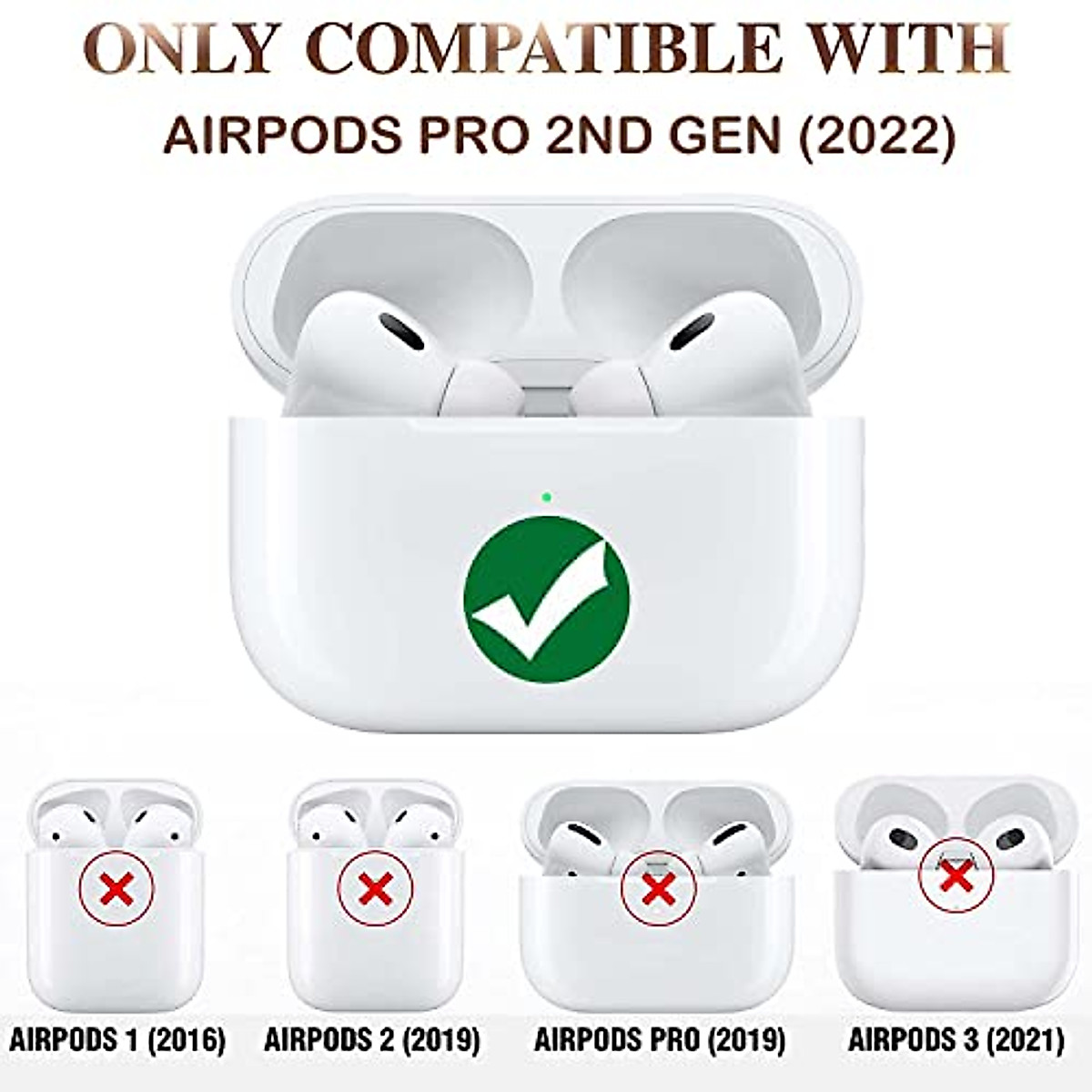 Genuine Leather Case Compatible with AirPods Pro 2nd Generation 2022, VOMA Protective Cover for Apple AirPods Pro 2 Wireless Charging Case, Soft Leather Cover with Keychain Hook Black