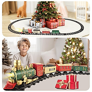 XINGYING Train Set - Electric Train Toys, Toddler Train w/Light and Sounds (ON/Off), Classical Train Sets for boys w/Locomotive,Carriages and Tracks,Christmas Toy Train Gifts for 3 4 5 6 Year Old Kids