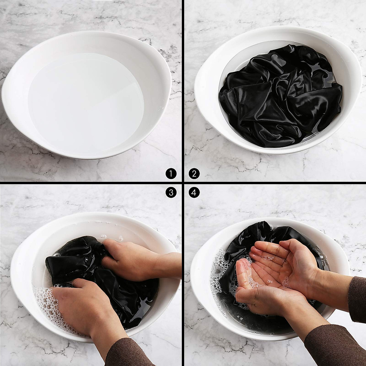 Sent Hair Extra Large Satin Hair Bonnet for Women, Double-Layer Elastic Night Sleeping Cap with Tie Band for Braids/Curly/Long Hair - Black