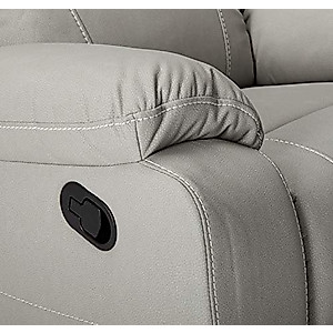 Great Deal Furniture Teresa Classic Tufted Leather Swivel Recliner, Light Grey
