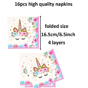 ZSNICE Unicorn Birthday Decorations Pack Supplies Tableware for 16 Guests, 1*Table Cloth/Cover, 16*Cups, 16*Plates, 16*Napkins, 1*Happy Birthday Banner, 1*Huge Size Unicorn, 10*Pink Balloons