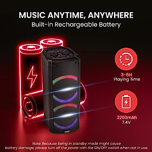 Pyle Portable Bluetooth PA Speaker - 240W Dual 6.5" Rechargeable Indoor/Outdoor BT Karaoke Audio System-TWS, Party Lights, LED Display, FM/AUX/MP3/USB/SD, 6.5mm in, Handle-Wireless Mic, Remote