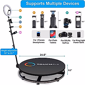360 Photo Booth 360 Video Booth 360 Platform Remote Control Automatic Slow Motion 360 Spinner 360 Motorized SpinCam 360 Video Portable Selfie Platform for Weddings Parties Halloween Christmas achhago
